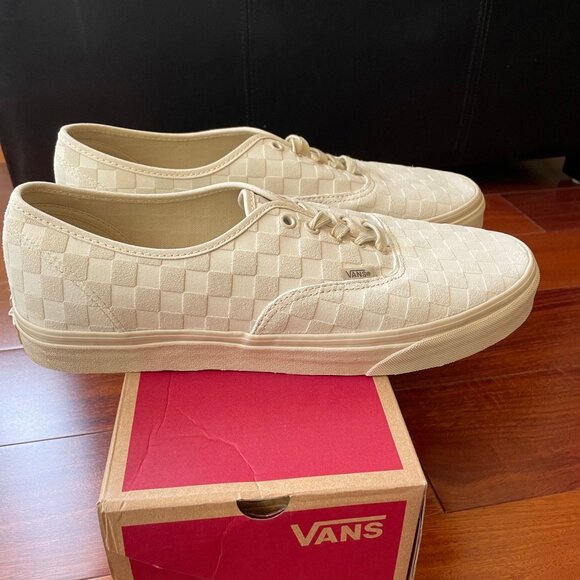 Vans | Shoes | Vans Sneakers Mens 3 Ivory Authentic Mono Checkerboard ...